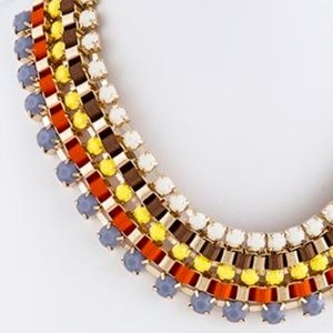 Jewelry | Multicolor Bib Box Gold Tone Chain Necklace New | Poshmark